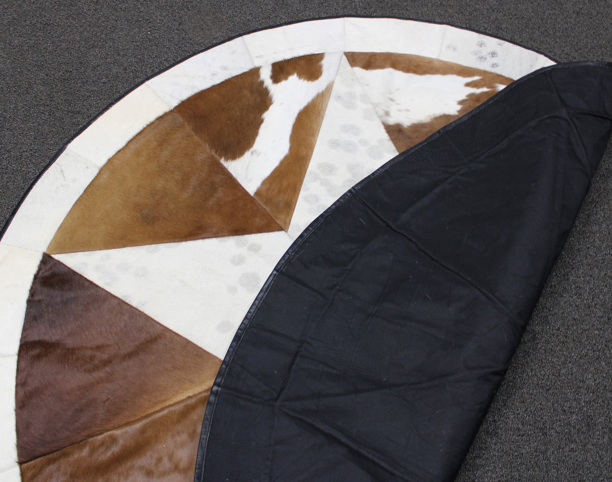 Round Patchwork Star Cowhide Rug - Size 60 Inches Cow Hide Rug ...
