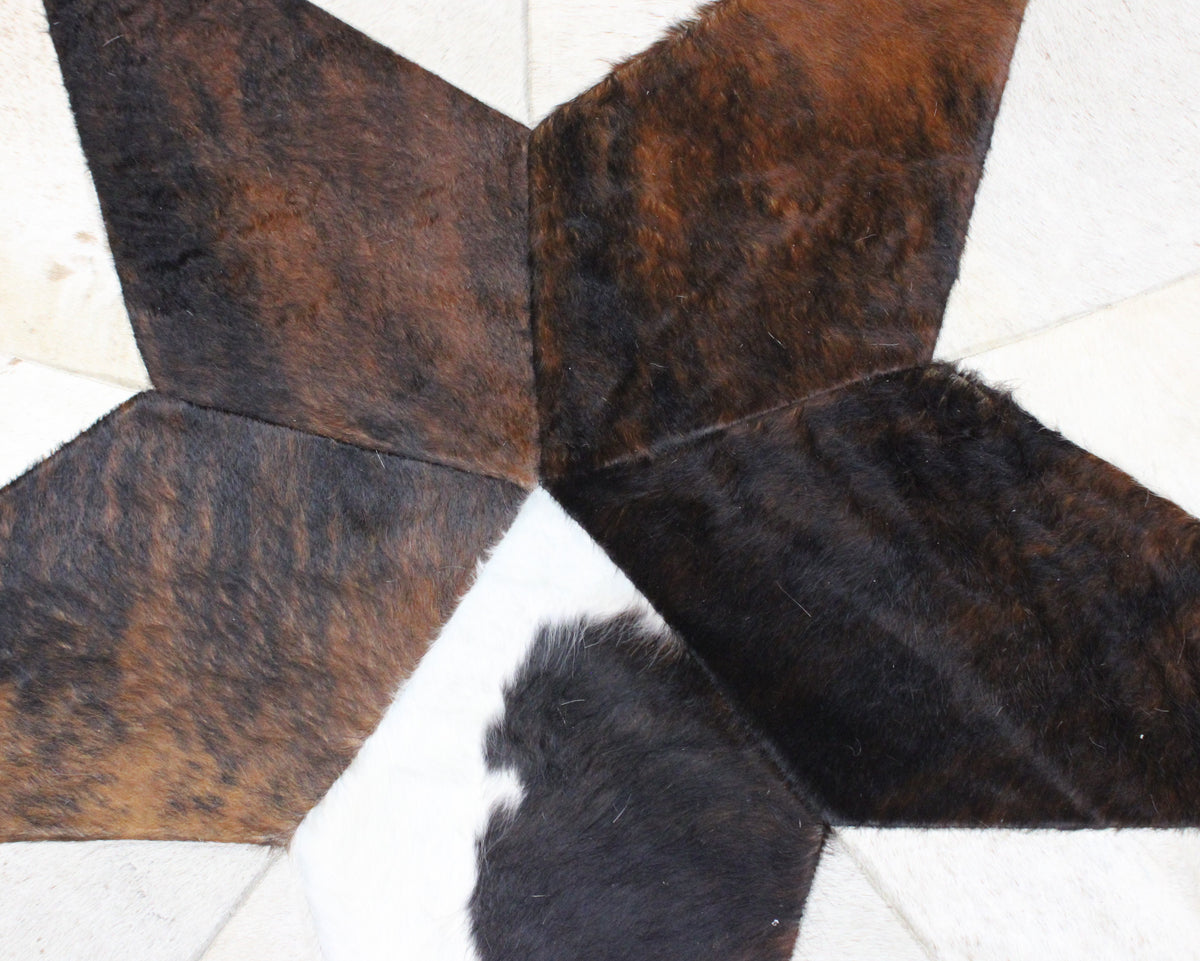 Round Patchwork Star Cowhide Rug - Size 60 Inches Cow Hide Rug ...